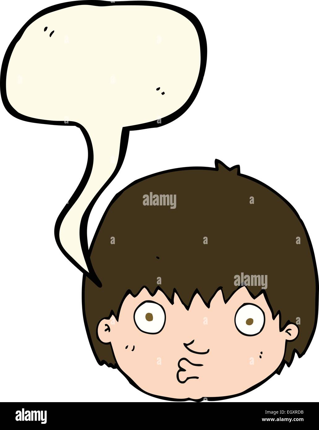 Cartoon neugieriger Junge mit Sprechblase Stock-Vektorgrafik - Alamy
