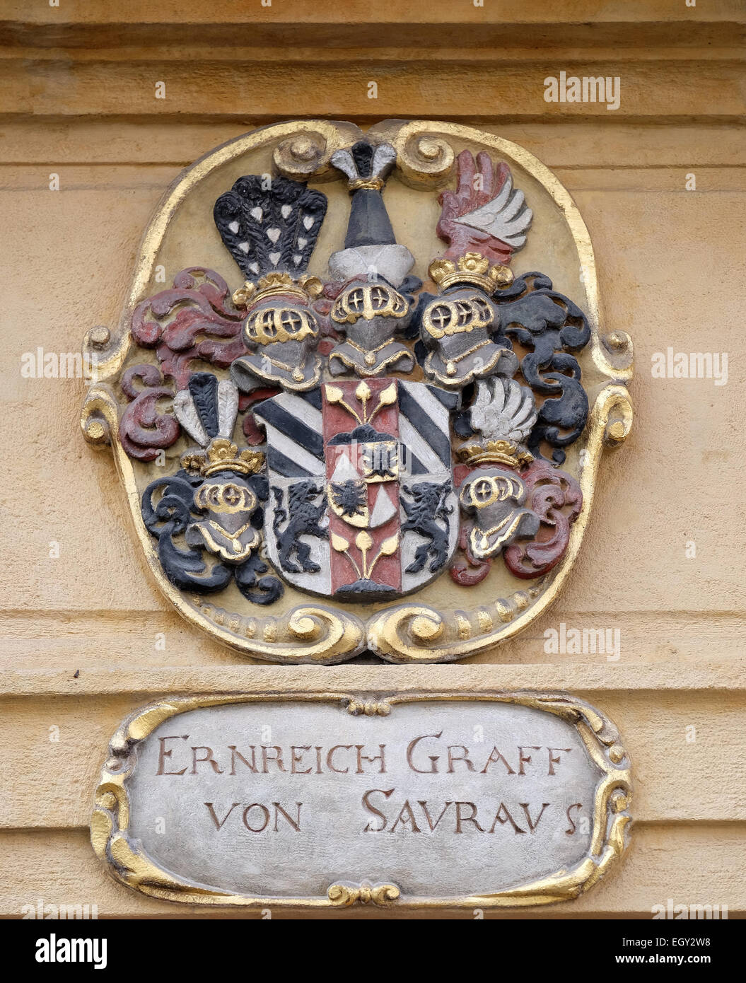 Fassade-Wappen auf der Landhaus-Altstadt Weltkulturerbe von der UNESCO ...
