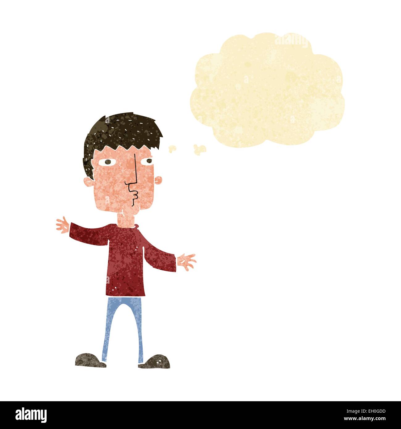 Cartoon neugieriger Mann mit Gedankenblase Stock-Vektorgrafik - Alamy