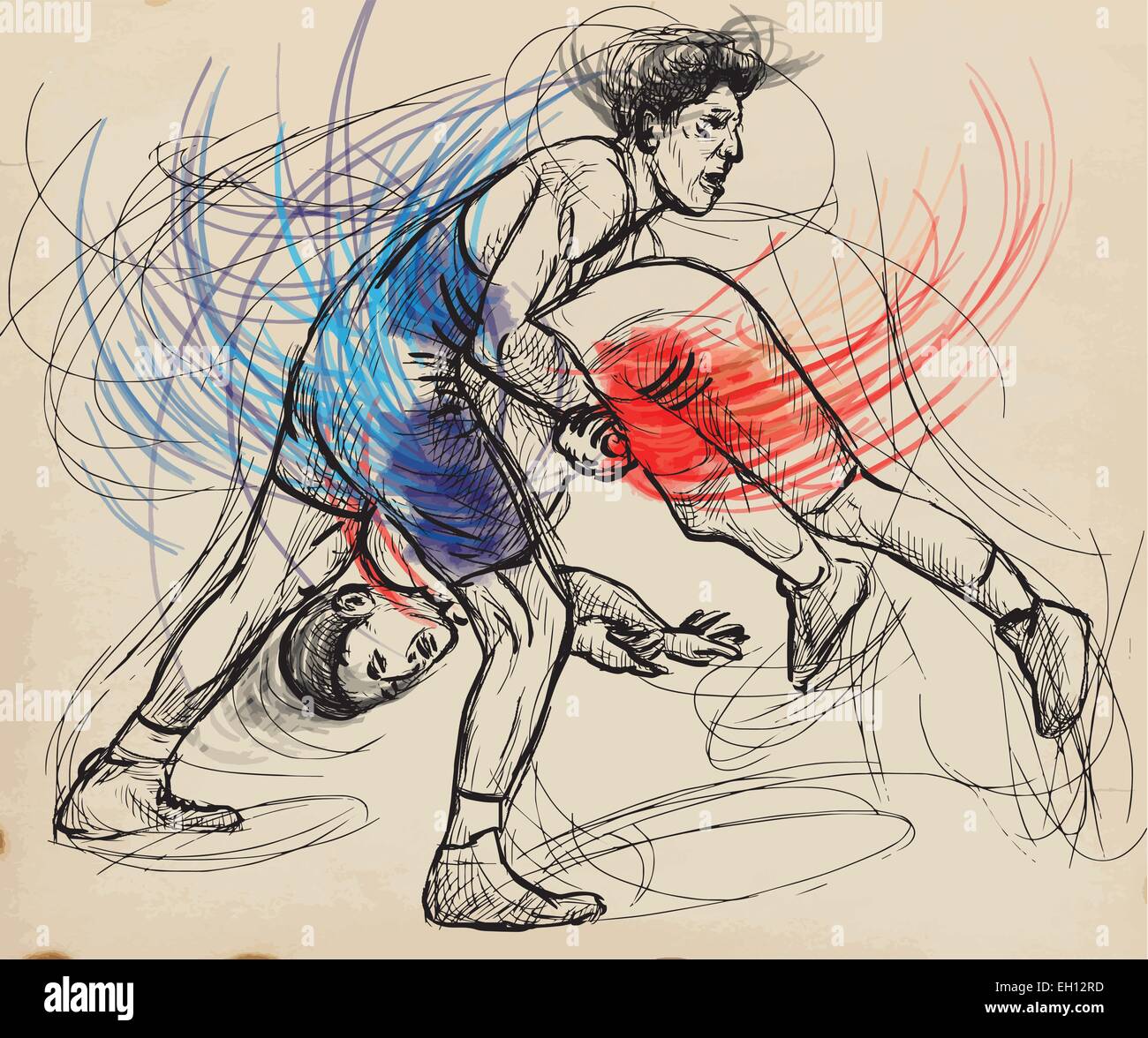 Eine handgezeichnete Vektor-Illustration (umgerechnet) aus Martial-Arts ...