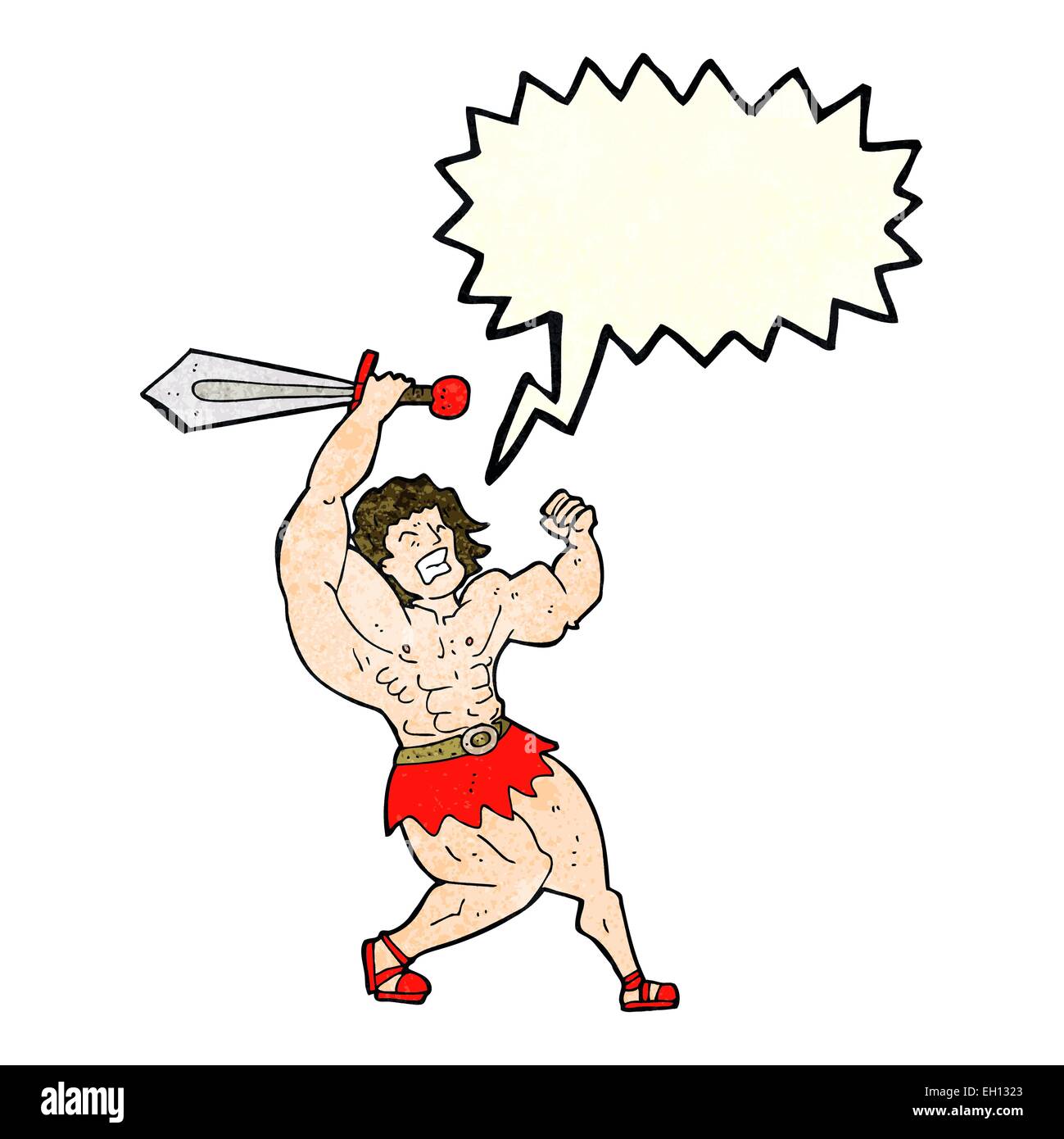 Cartoon-Barbar-Held mit Sprechblase Stock-Vektorgrafik - Alamy