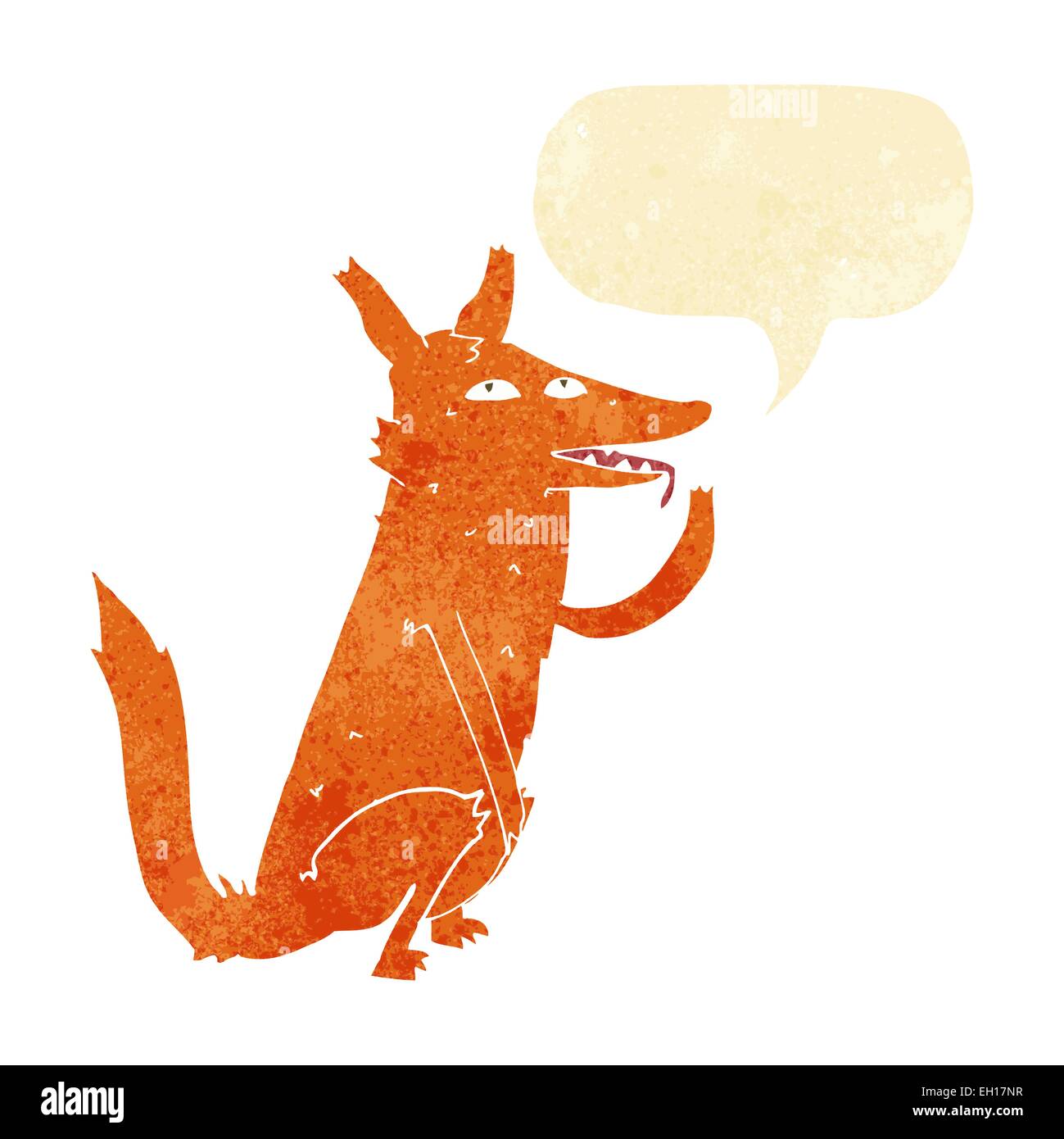 Cartoon Fuchs leckt Pfote mit Sprechblase Stock-Vektorgrafik - Alamy