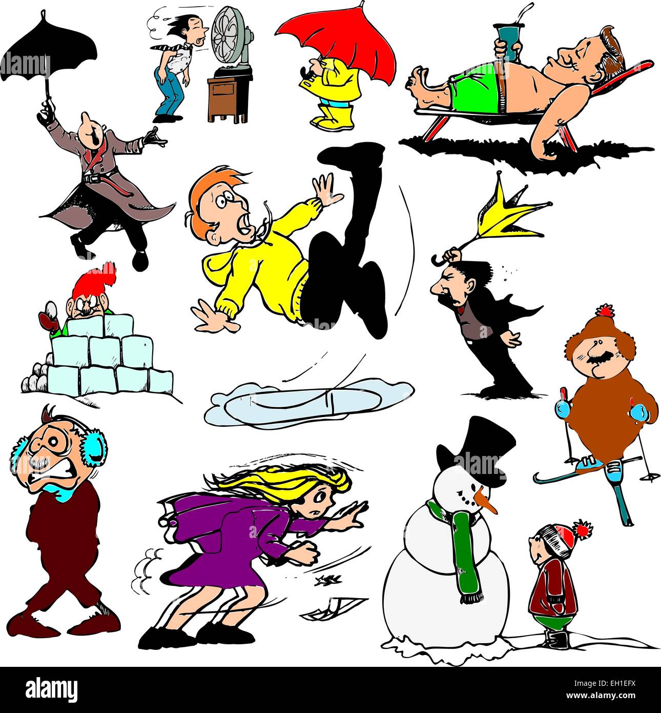 Zeichen-Zeichnungen-Silhouette-Cartoon-Skizze-Comic Stock-Vektorgrafik ...