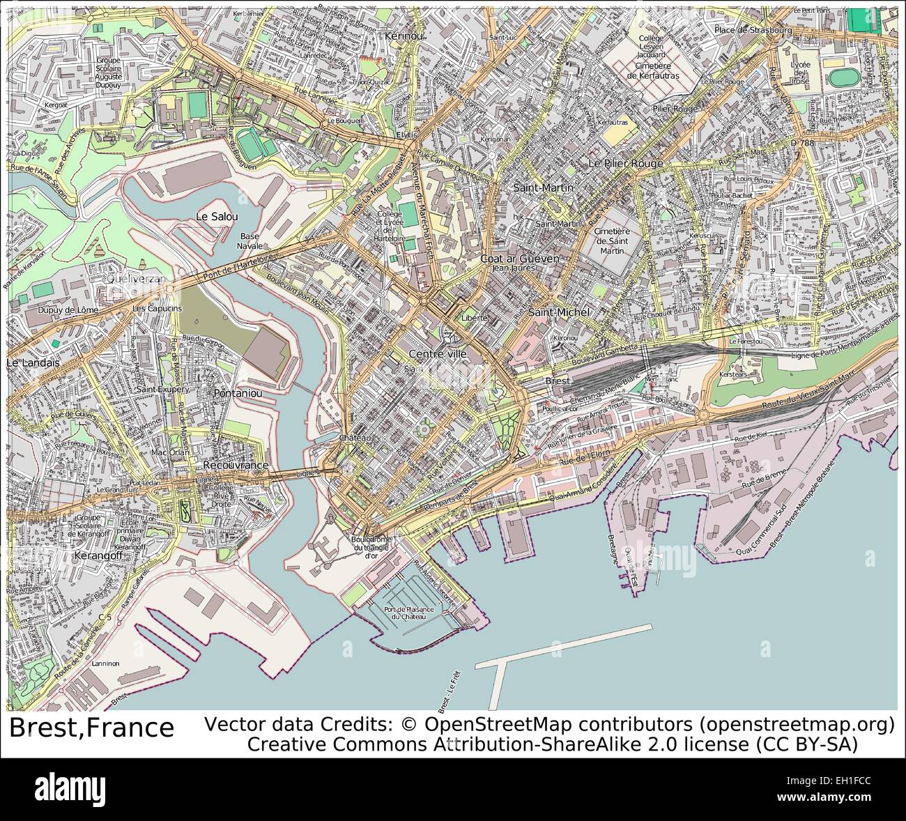 Map Of Brest France Stock-Vektorgrafiken kaufen - Alamy