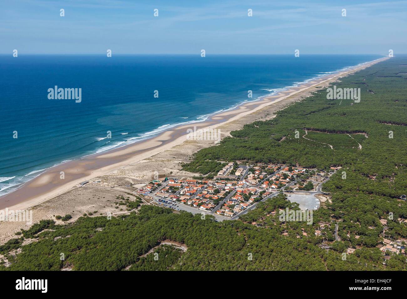 Frankreich, Gironde, Carcans, Carcans Plage (Luftbild Stockfotografie ...