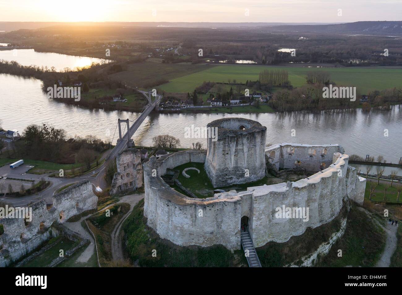 Frankreich, Chateau Gaillard, 12. Jahrhundert Festung von Richard Coeur de Lion, neu gebaut, Les ...