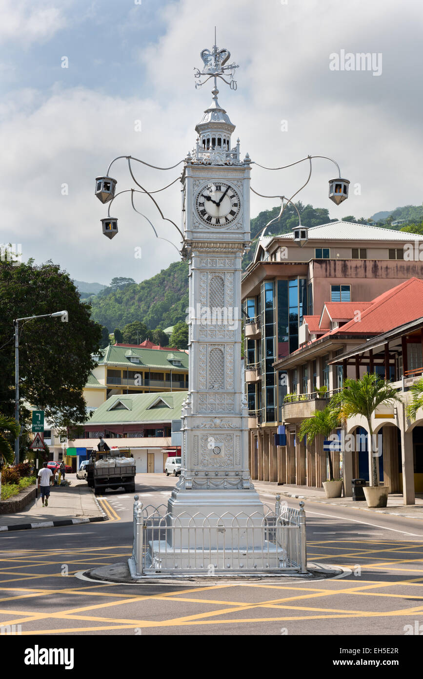 Der Uhrturm von Victoria auch bekannt als Little Big Ben, Seychellen ...