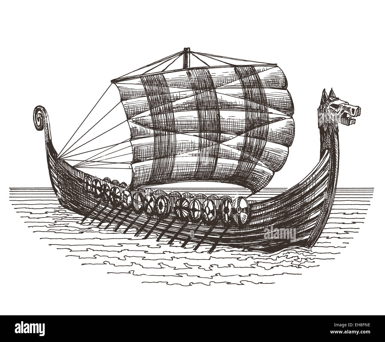 Retro-Schiff Vektor-Logo-Design-Vorlage. Boot oder drakary-Symbol ...