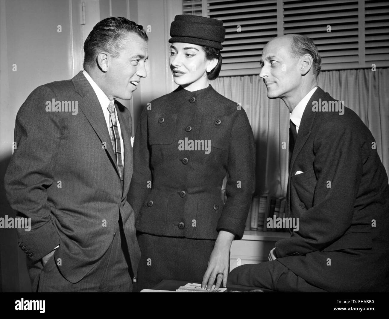 Maria Callas, mit Ed Sullivan und Rudolf Bing, Porträt, 1956 ...