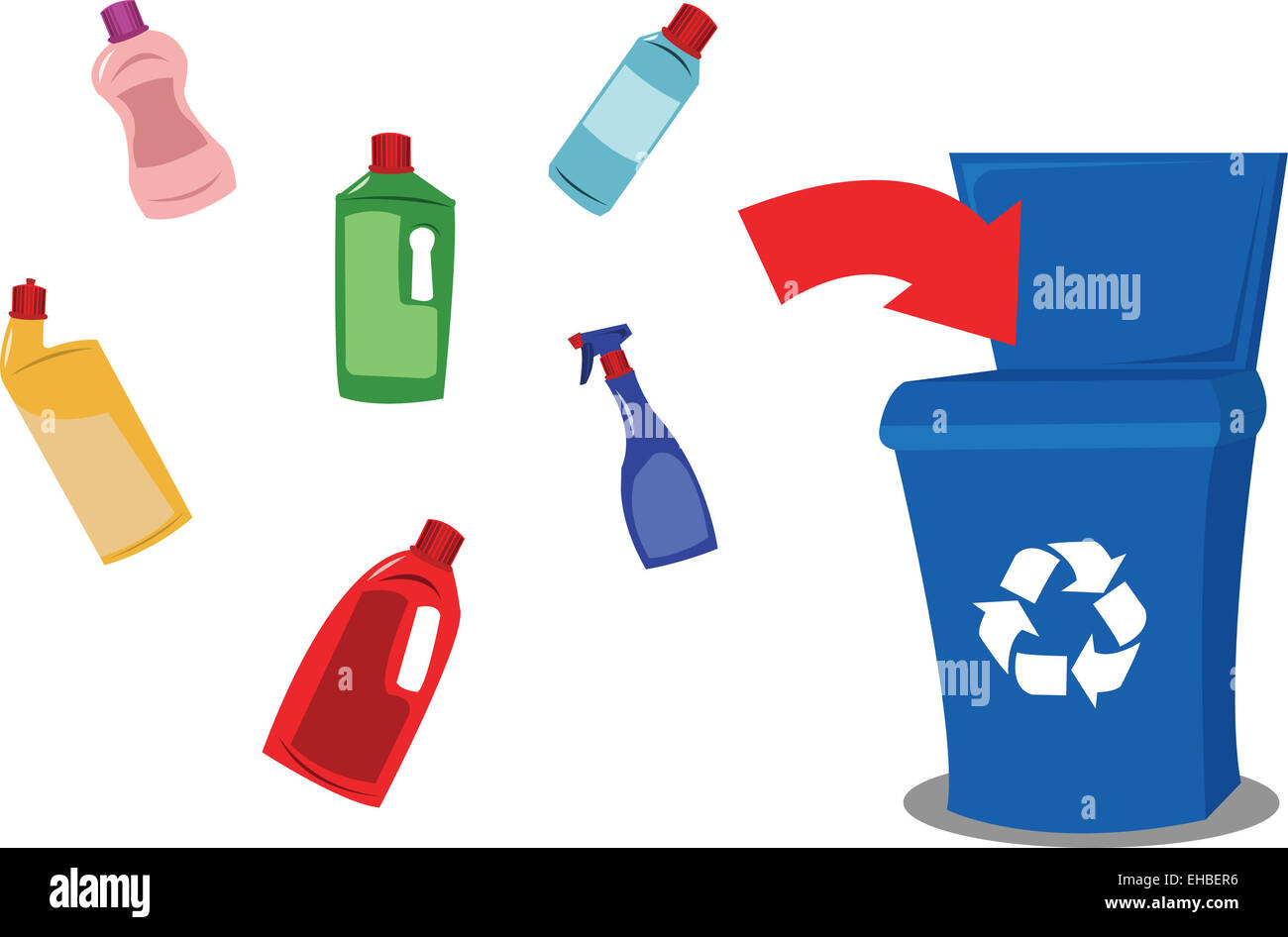 Ein Vektor-Cartoon repräsentieren eine lustige Gelbe Tonne und einige ...