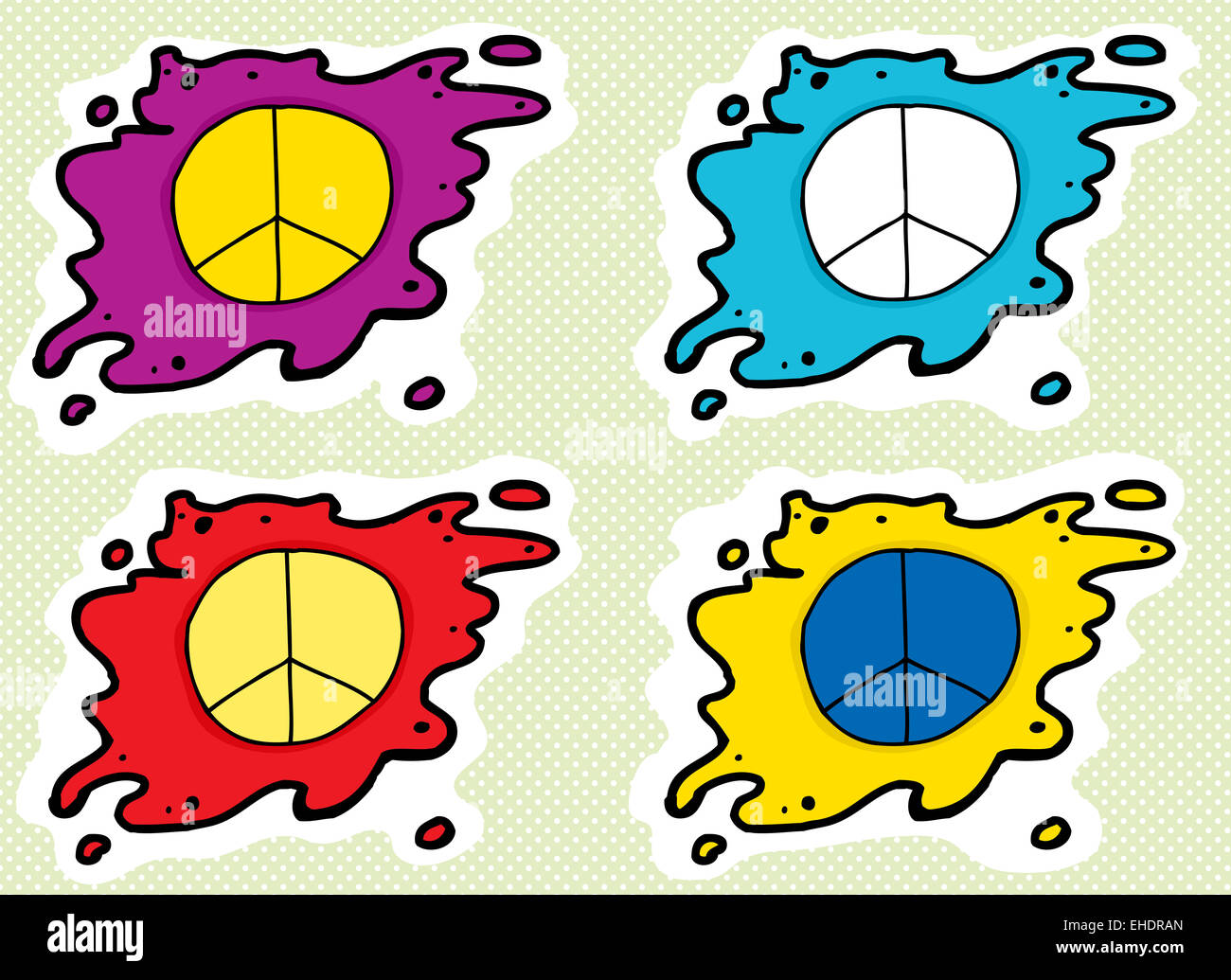 Reihe von Cartoon Frieden Symbole in verschiedenen Farben ...