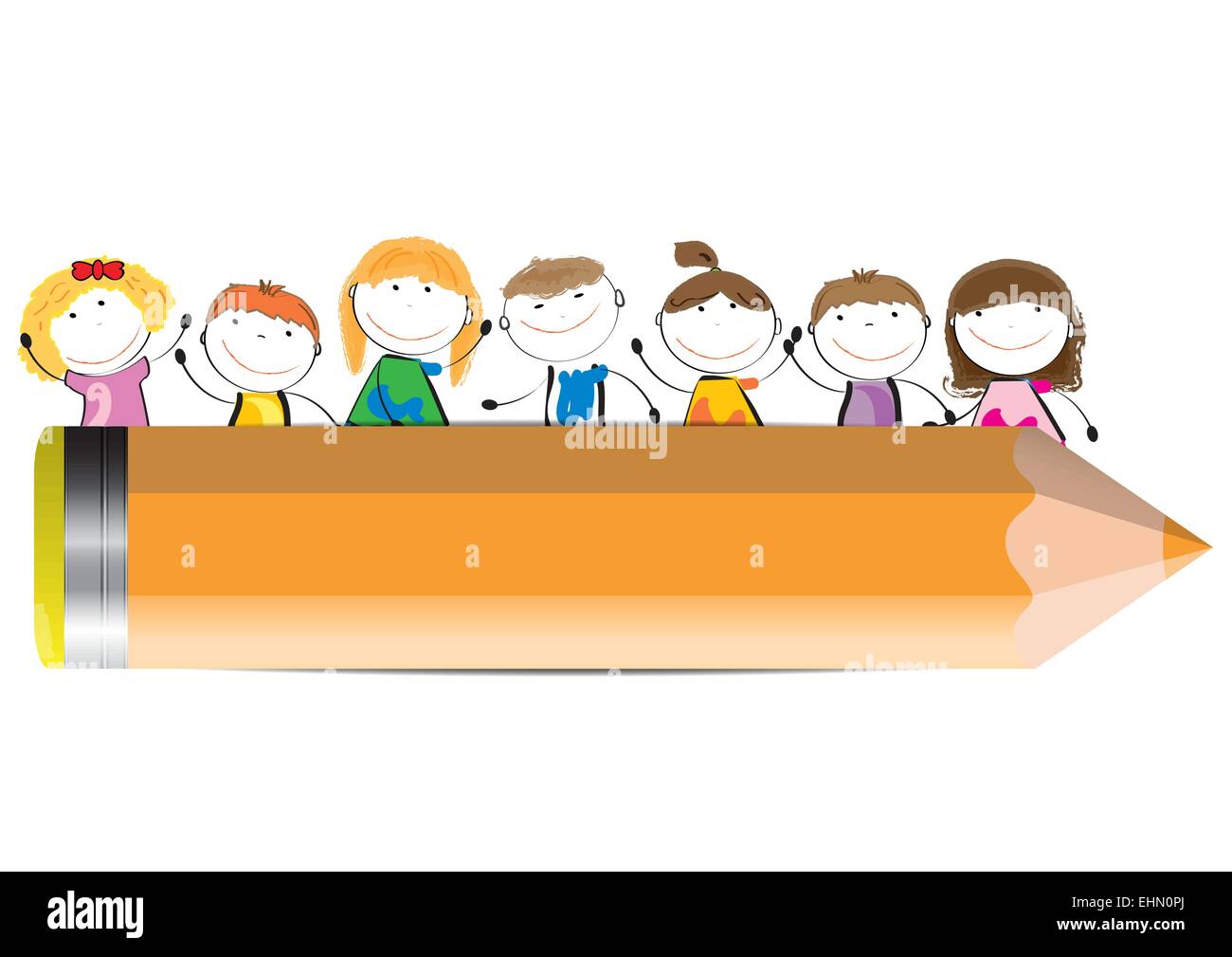 Glücklich, niedlichen Cartoon Kinder mit Kreide als banner Stock ...