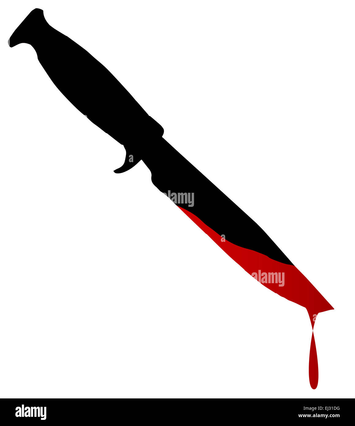 Ein Bowie-Messer mit Blut über weiße Silhouette Stockfotografie - Alamy