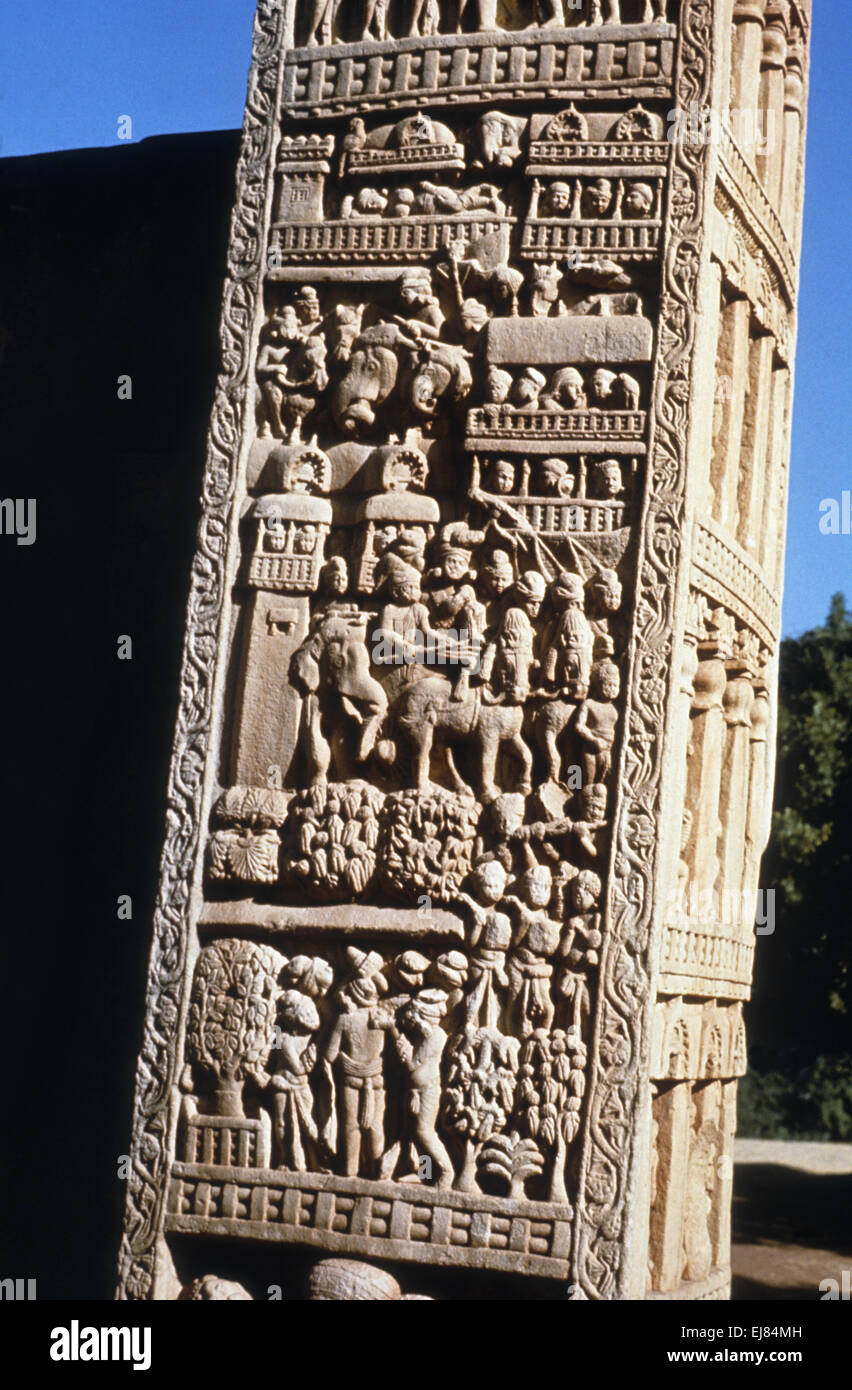 Stupa 1 oder große Stupa: Ost Torana, Traum der Maya. Sanchi, Dist ...