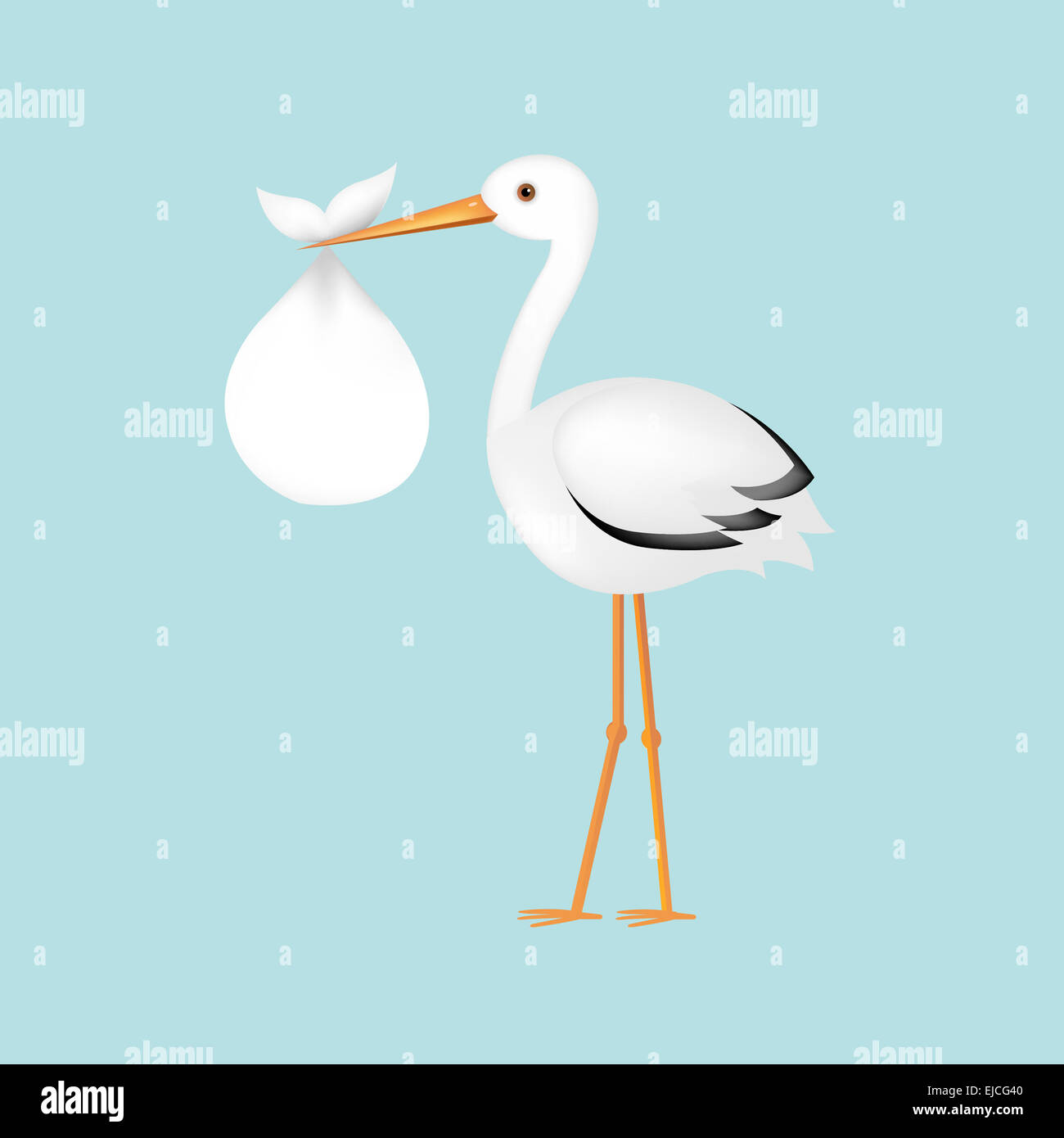 Storch mit Baby Stockfotografie - Alamy