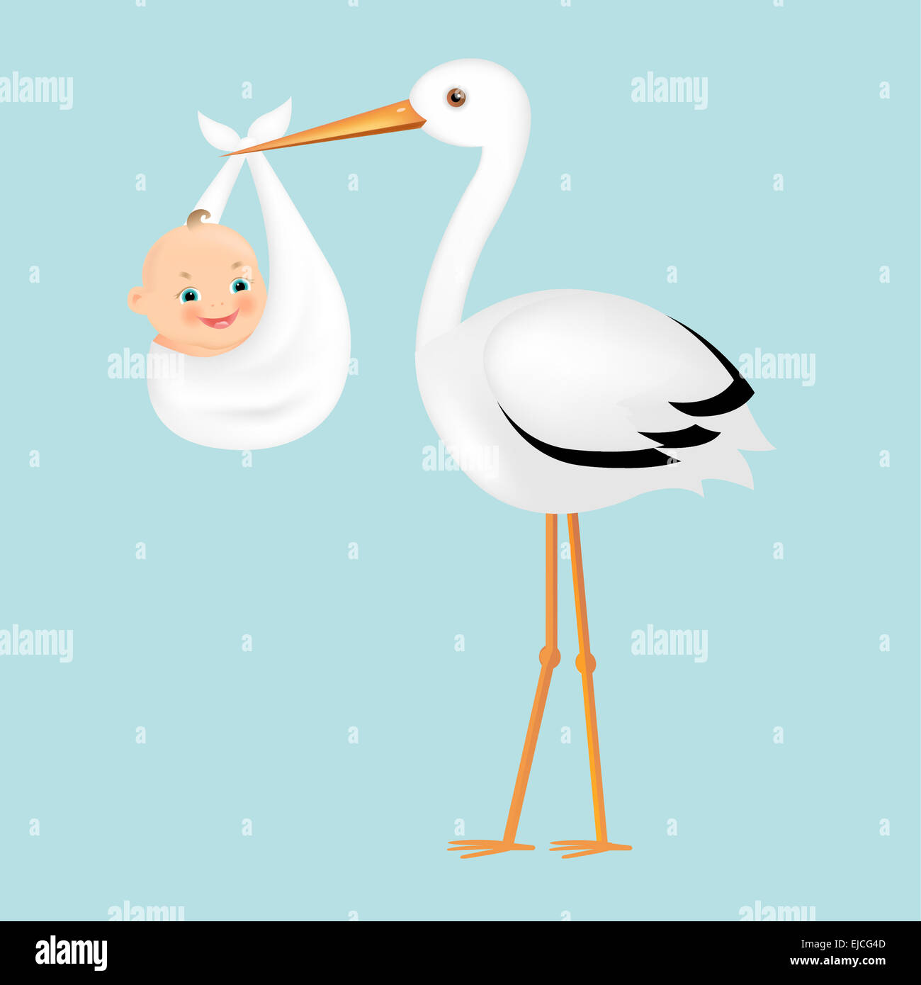 Plakat-Storch mit Baby Stockfotografie - Alamy