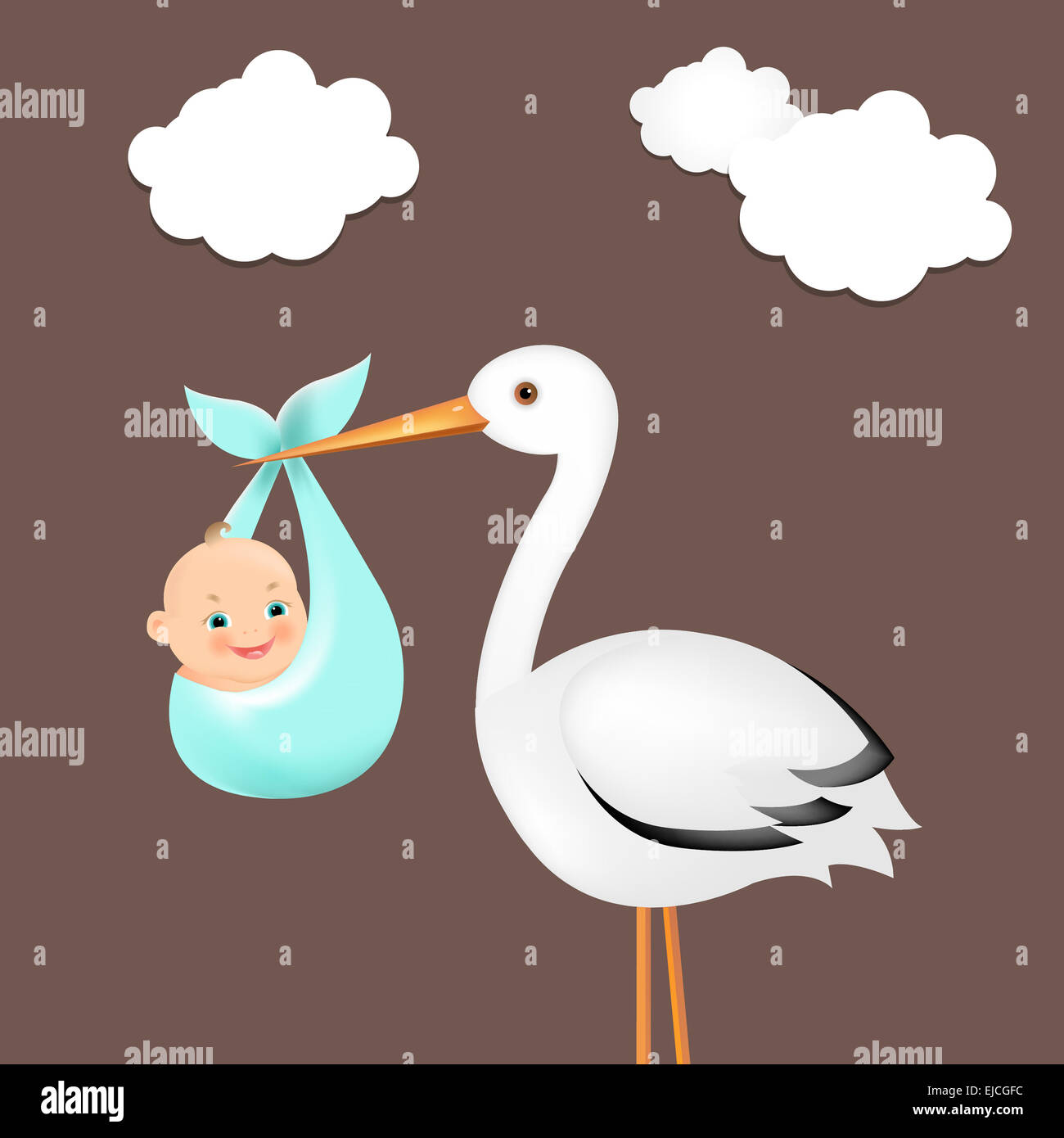 Storch mit Baby-Karte Stockfotografie - Alamy