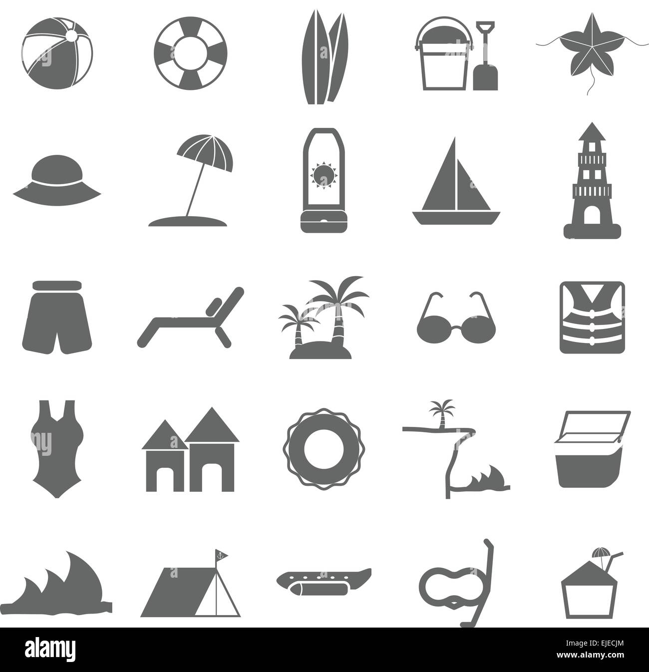 Strand-Symbole auf weißem Hintergrund, Lager Vektor Stock-Vektorgrafik ...
