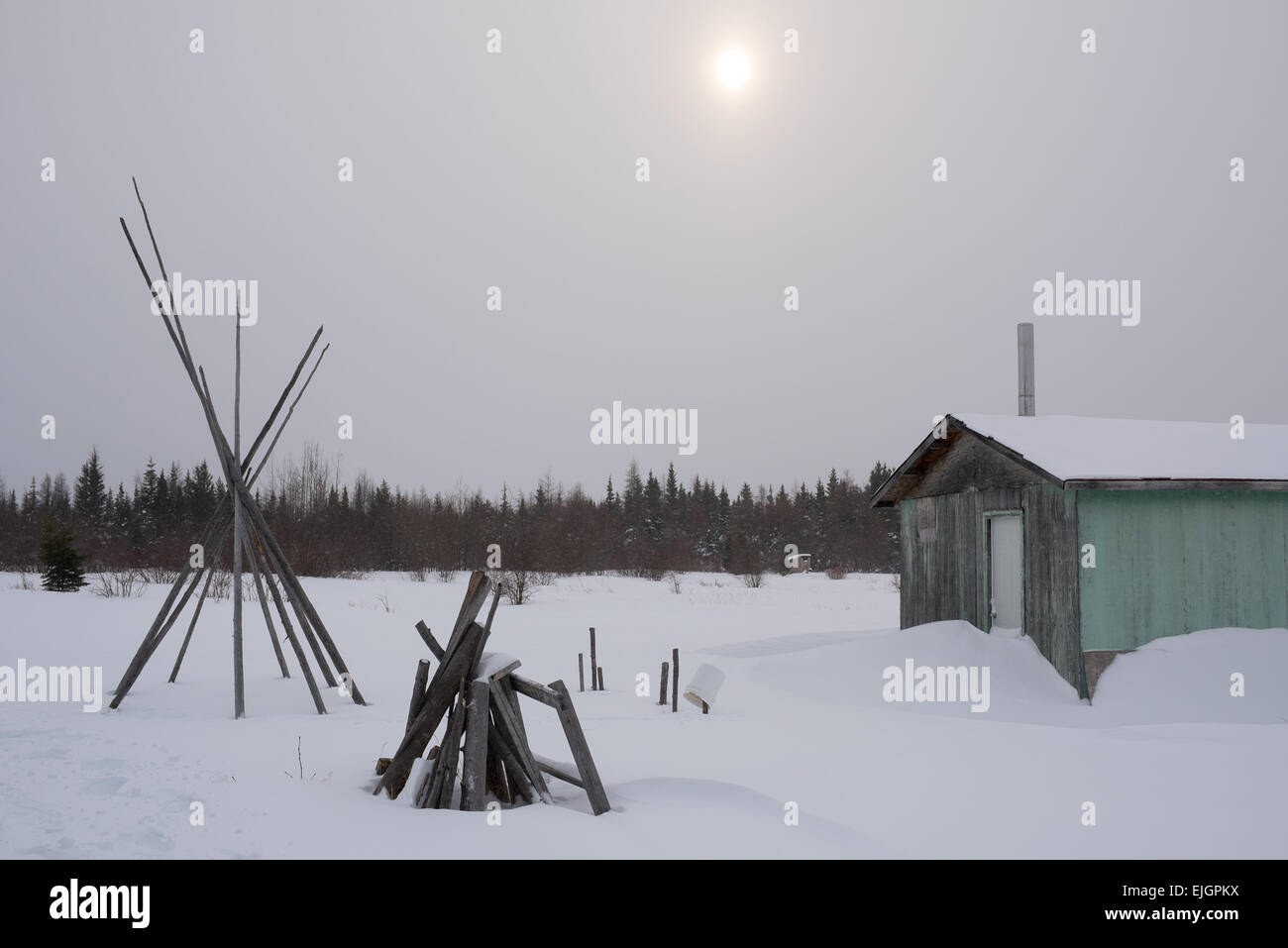 Fort George alte trading Post und Cree-Dorf am Fluss La Grande wurde ...