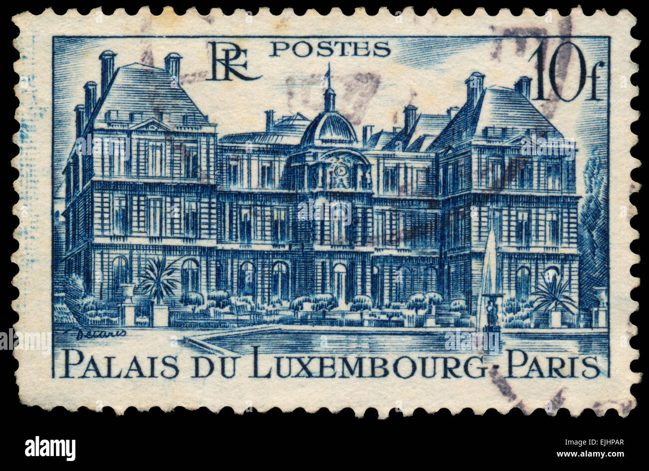 Frankreich - ca. 1946: Briefmarke gedruckt in Frankreich zeigt Blick ...