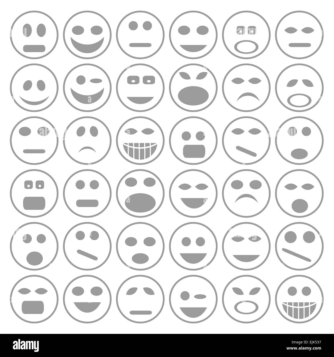 Bunte Illustrationen mit set Smiley-Gesichter-Symbole auf weißem ...