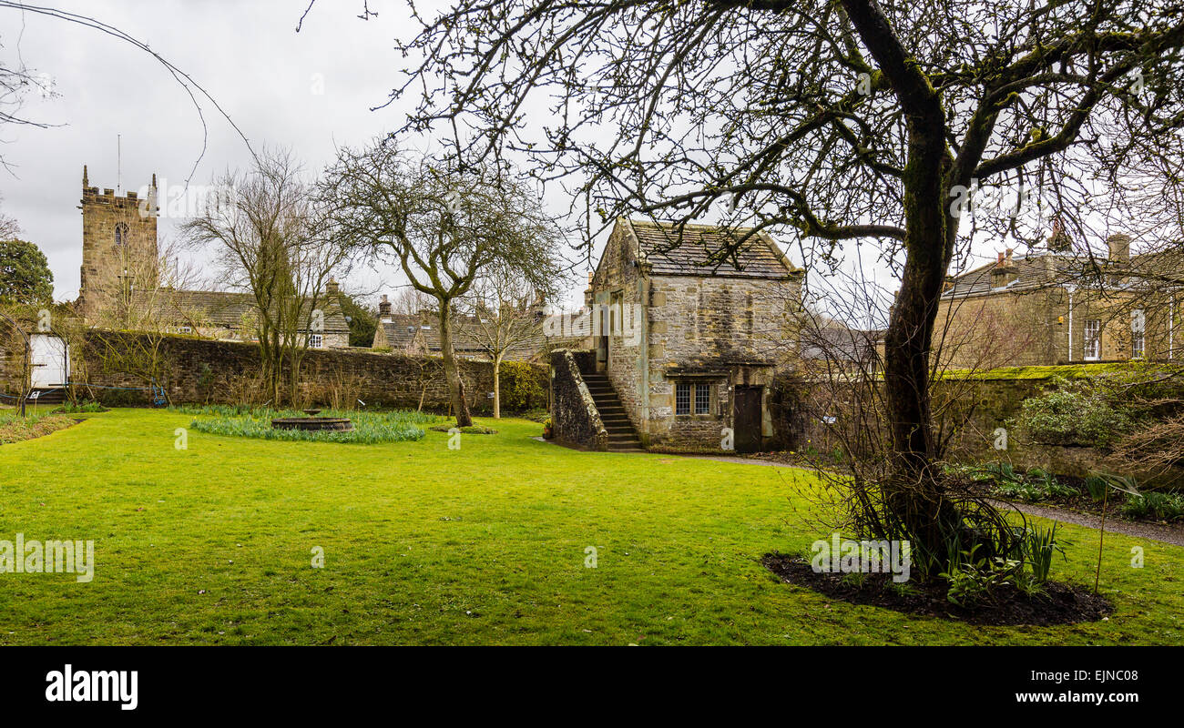 Bankett-Haus in Eyam Hall. Eyam war Ort der Pest 1665 Stockfotografie ...