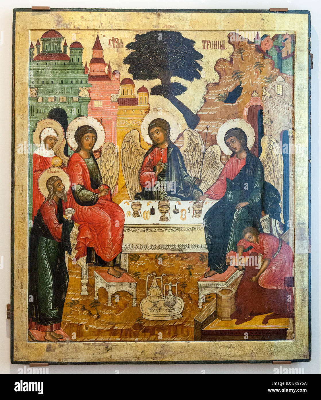 Antike russische orthodoxe Ikone gemalt die alttestamentliche ...