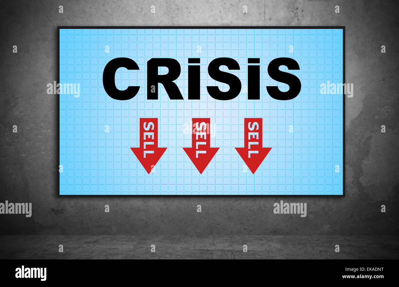 Plasma-Panel mit Krise Symbol auf Betonwand Stockfotografie - Alamy