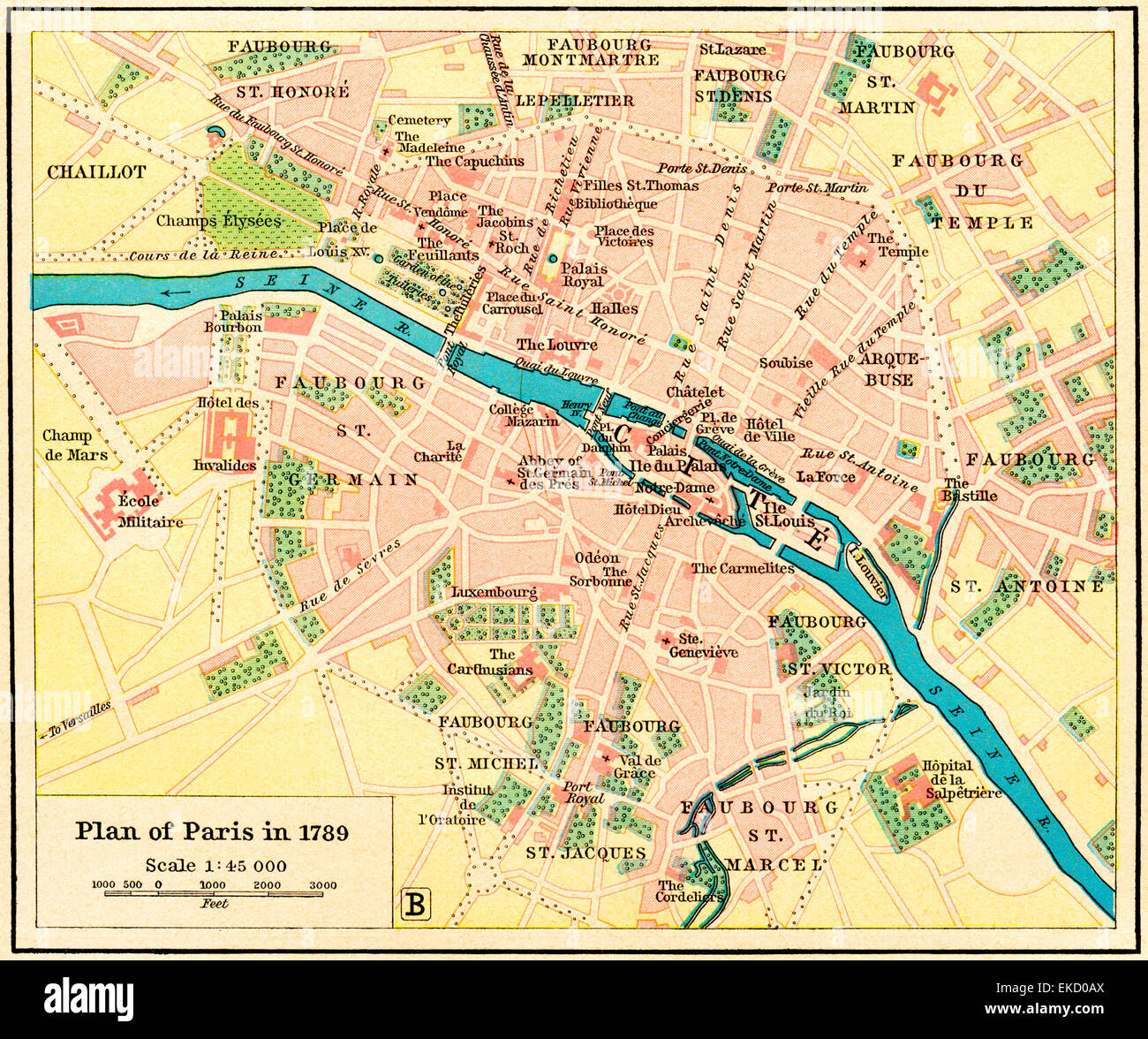 Plan von Paris im Jahre 1789 Stockfotografie - Alamy