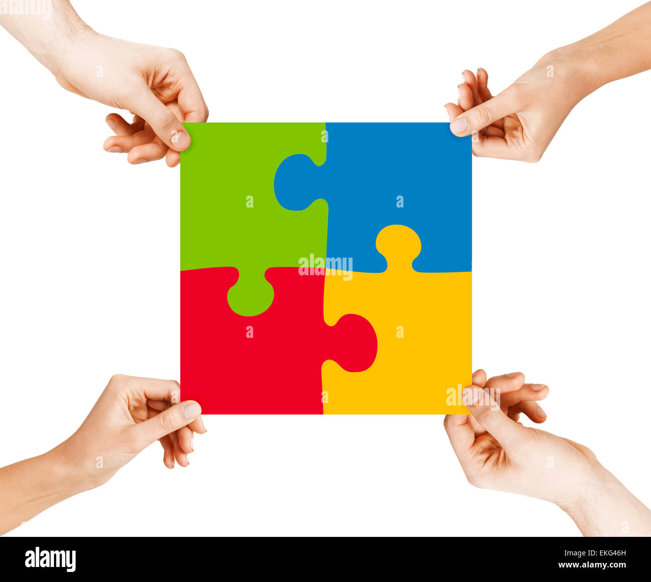 Four jigsaw puzzle pieces blue -Fotos und -Bildmaterial in hoher ...