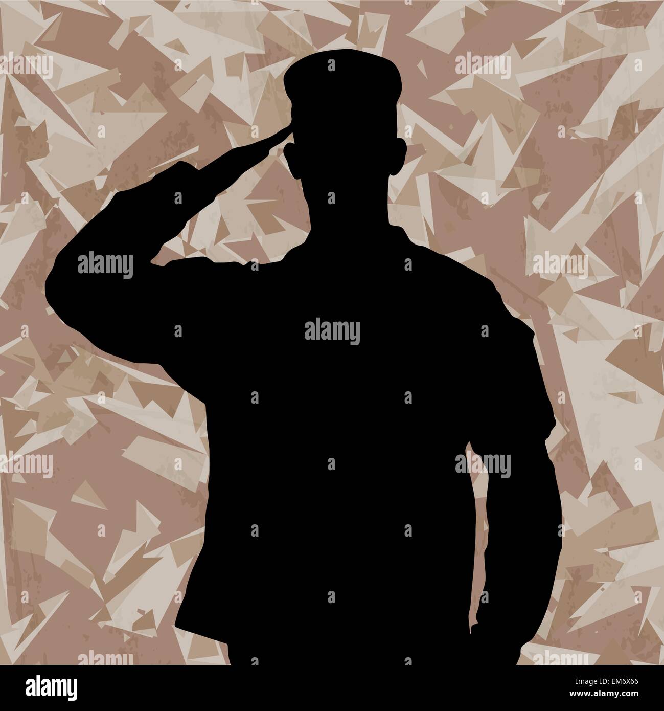 Salutieren Soldaten Silhouette auf einem einsamen Armee Camouflage ...