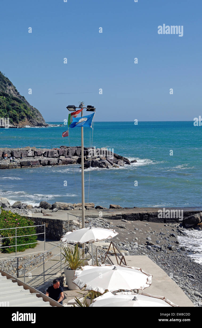 Strand von Moneglia, Provinz Genua, Ligurien, italienische Riviera oder ...
