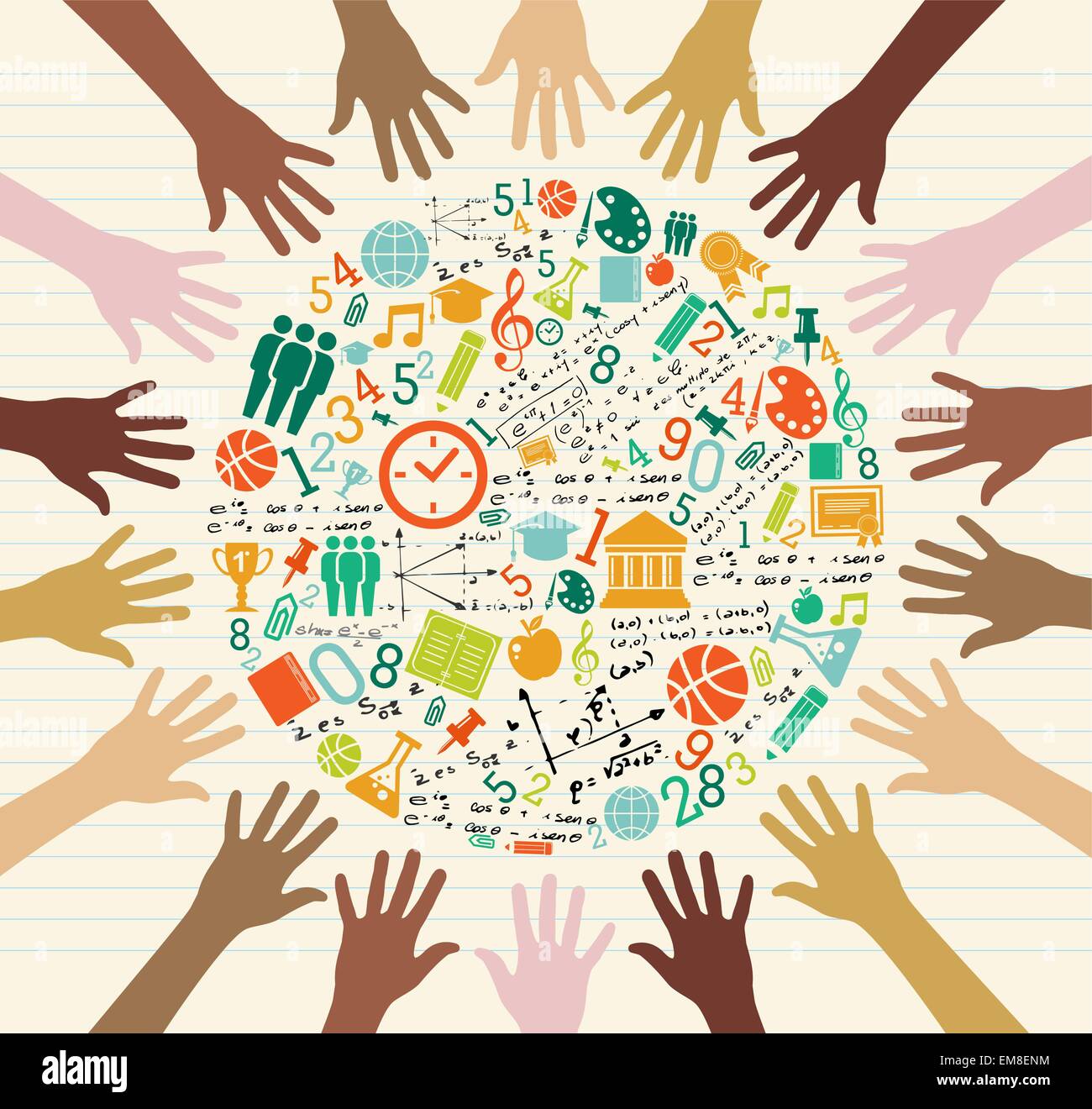 Ausbildung allgemeine Symbole menschliche Hände Stock-Vektorgrafik - Alamy