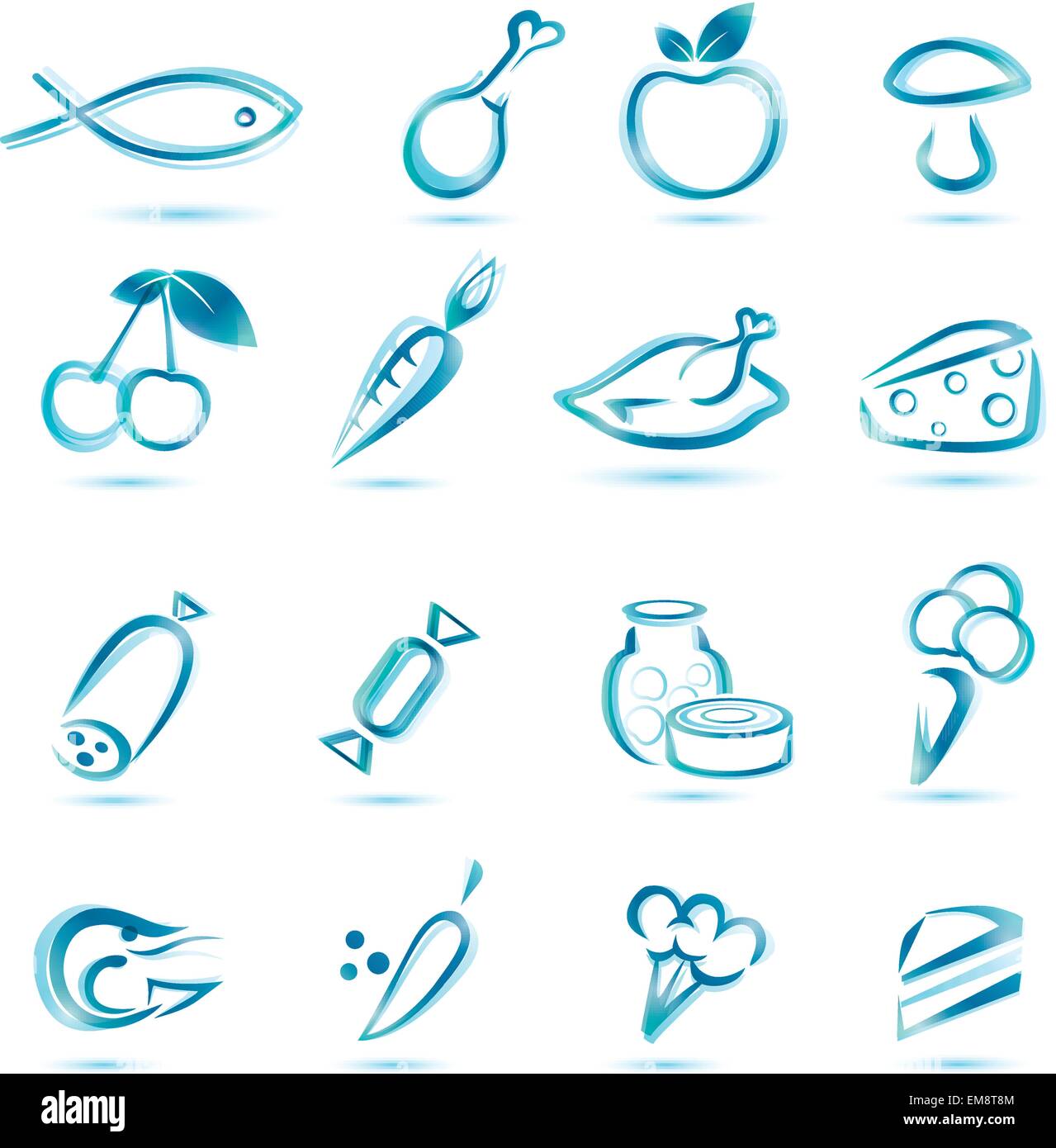 alle Arten Nahrung Symbole, große Sammlung von Markt Essen icons Stock ...