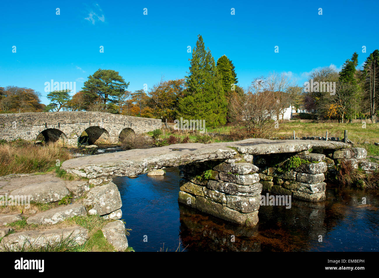 Clapper Bridge Postbridge East Dart River Dartmoor Nationalpark Devon ...