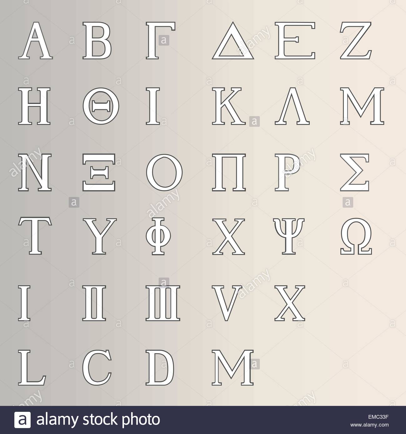 Greek Alphabet Stockfotos & Greek Alphabet Bilder - Alamy