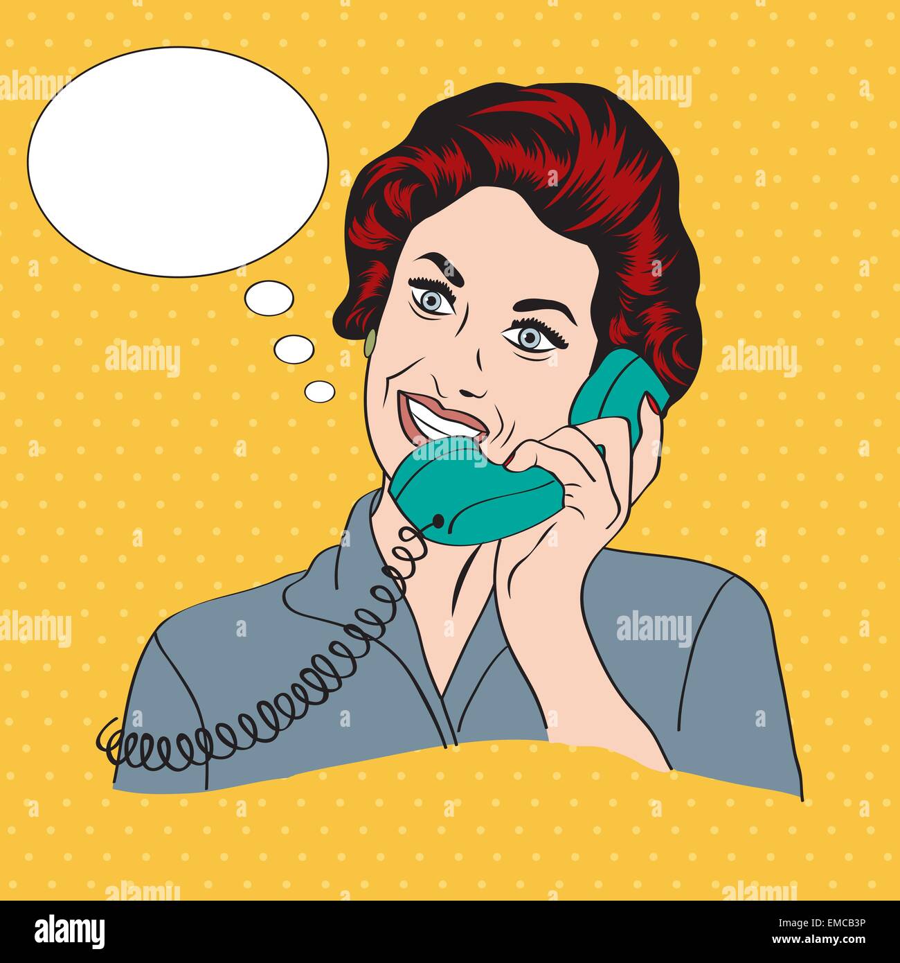 Comic retro woman talking phone -Fotos und -Bildmaterial in hoher ...