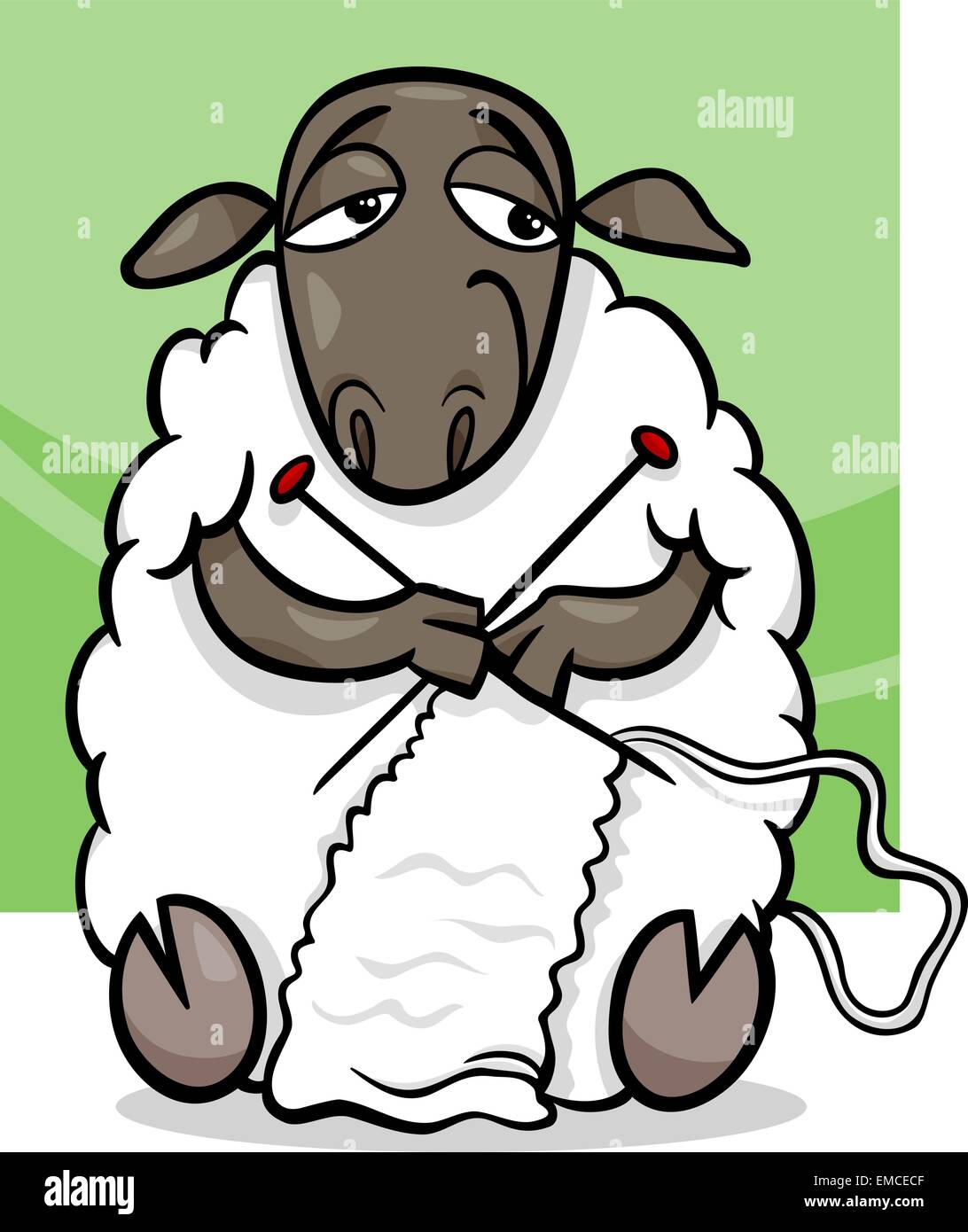 Strickende Schafe cartoon illustration Stock-Vektorgrafik - Alamy