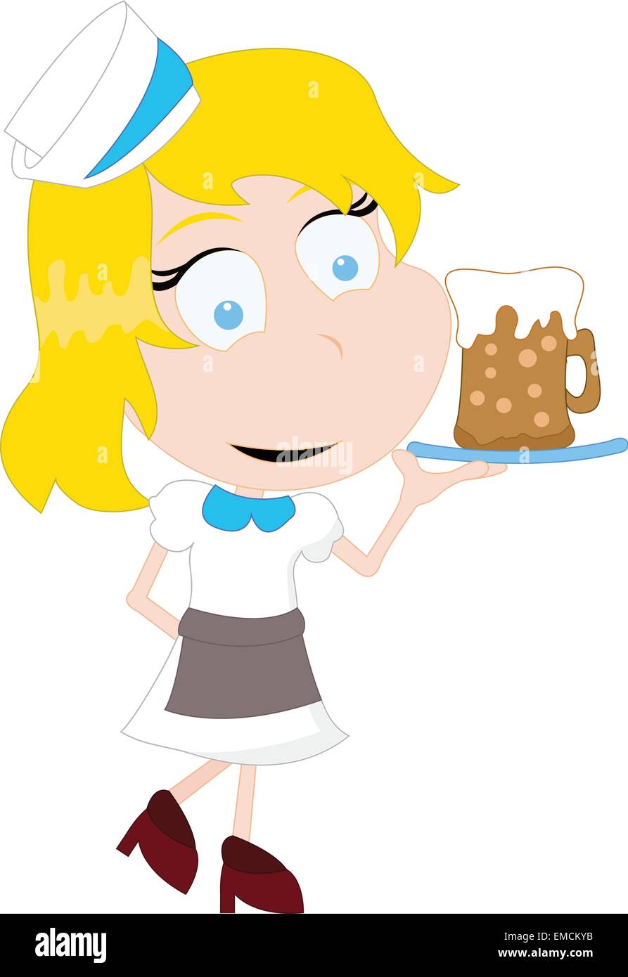 Cartoon Mädchen Kellnerin Stock-Vektorgrafik - Alamy