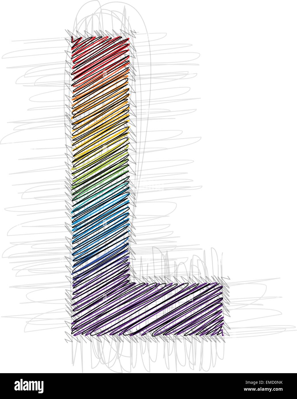 Hand zeichnen Schrift Buchstabe L Stock-Vektorgrafik - Alamy
