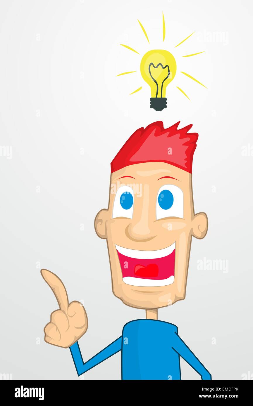 Cartoon-Figur kommen mit einer Idee Stock-Vektorgrafik - Alamy