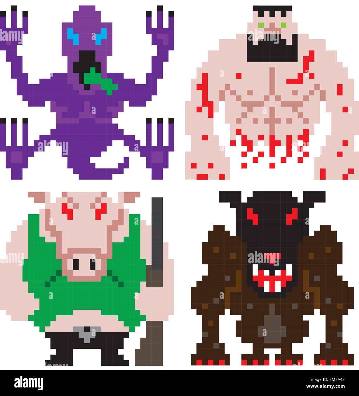 schlimmer Terror Horror Monster Retro-Computer acht Bit Pixel-art Stock ...