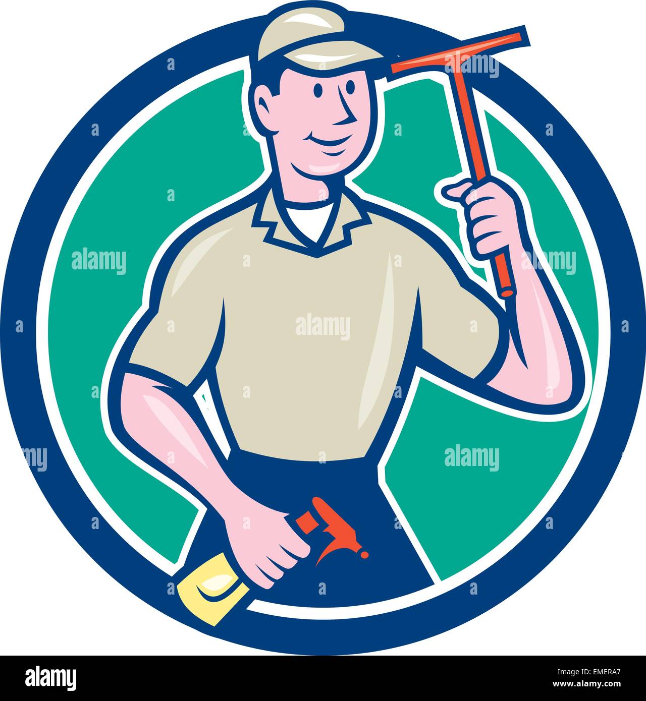 Window cleaner cartoon Stock-Vektorgrafiken kaufen - Alamy