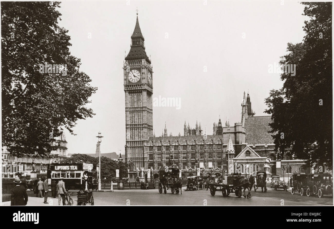 Houses of Parliament und Big Ben, London, England, UK, ca. 1928 ...