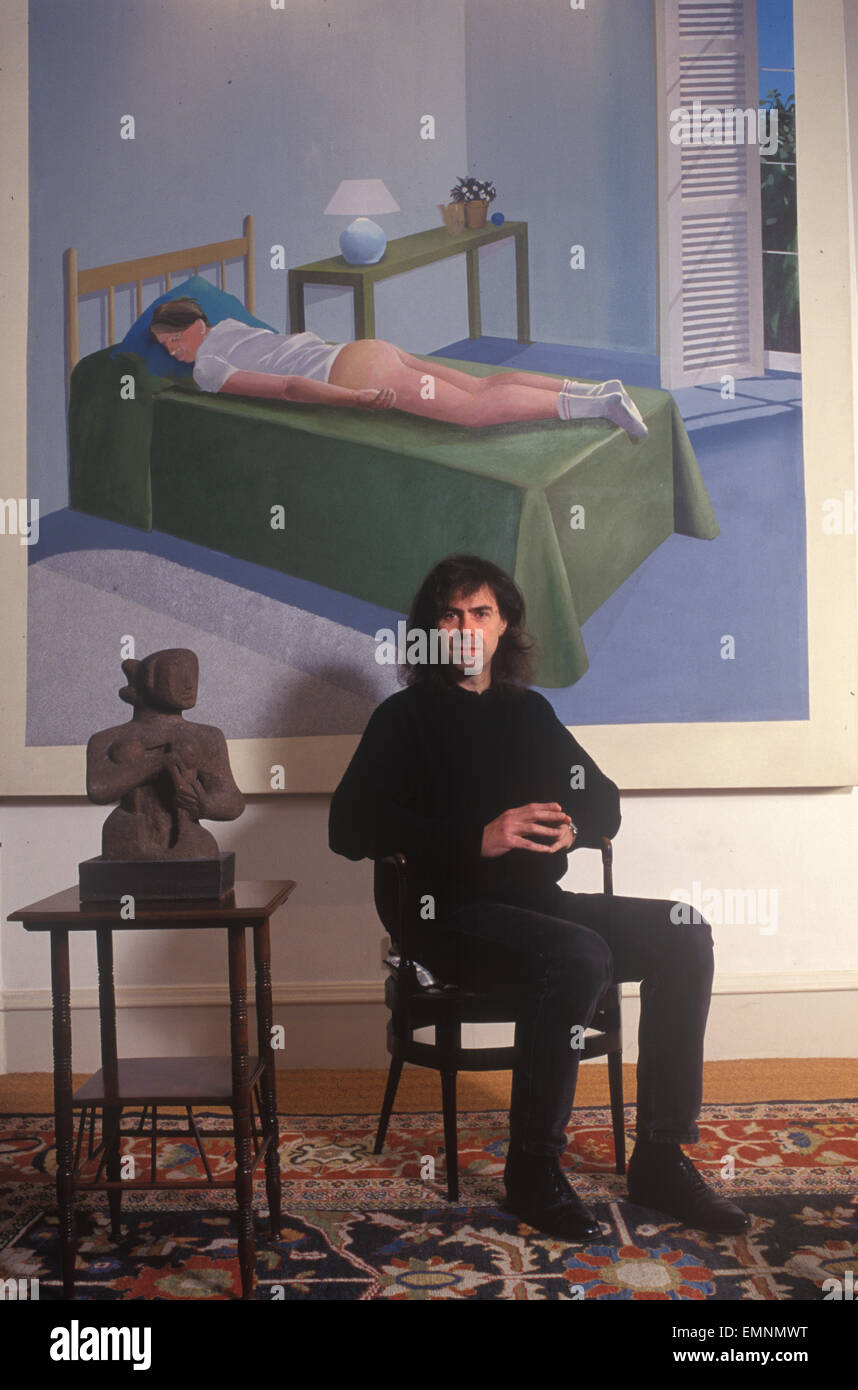 Ivor Braka Kunsthändler zu Hause, mit David Hockney auf Wand', Tarzana ...