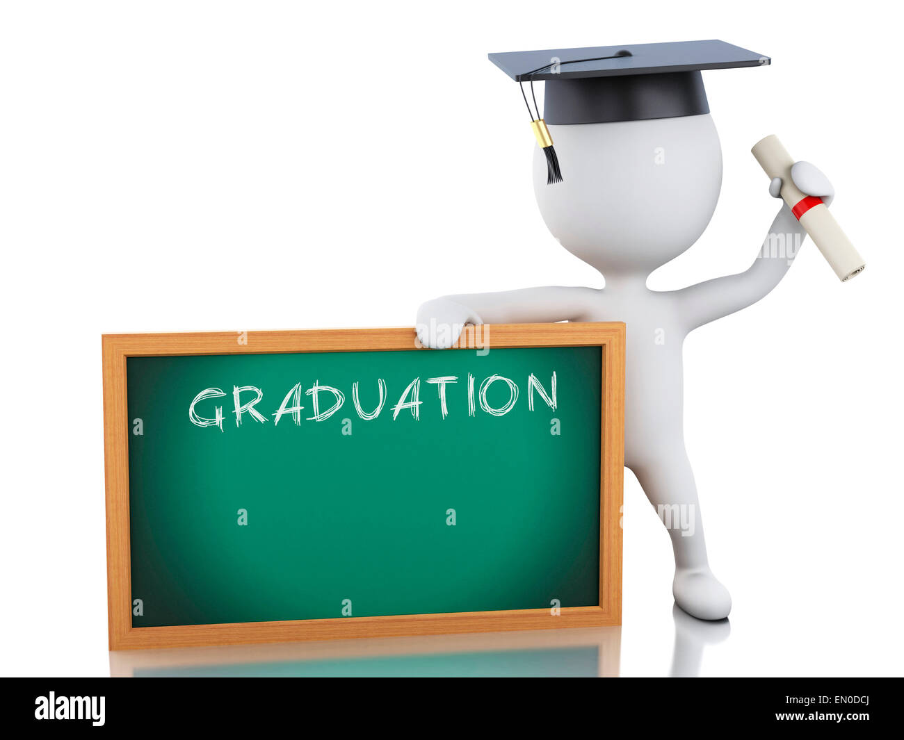 Weiße Leute Absolvent mit Diplom, Graduation Cap und Tafel. Isolierten ...