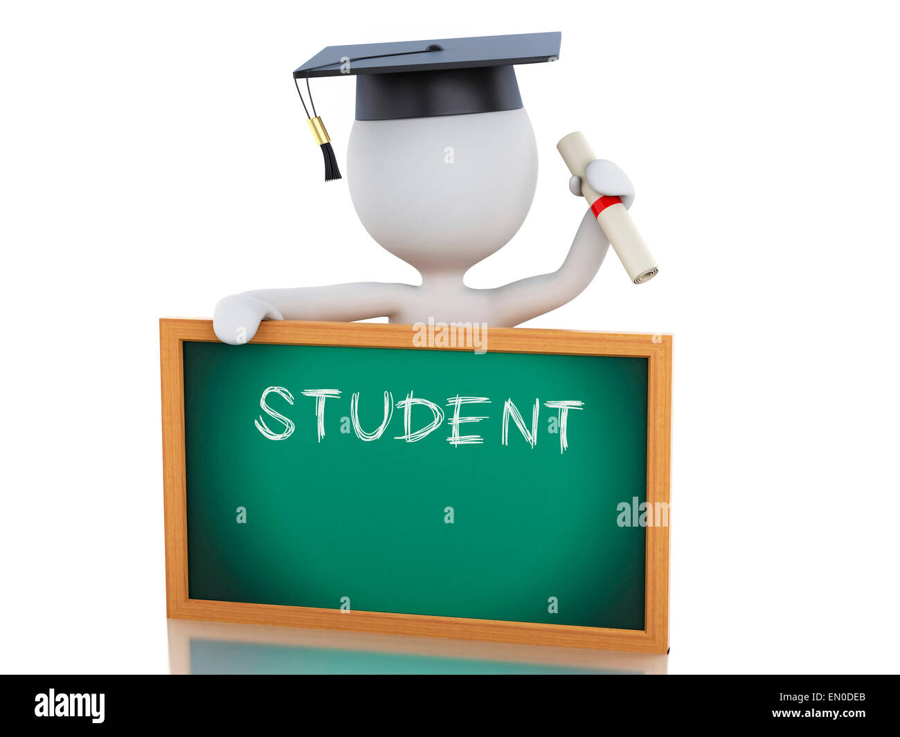 Weiße Leute Absolvent mit Diplom, Graduation Cap und Tafel. Isolierten ...