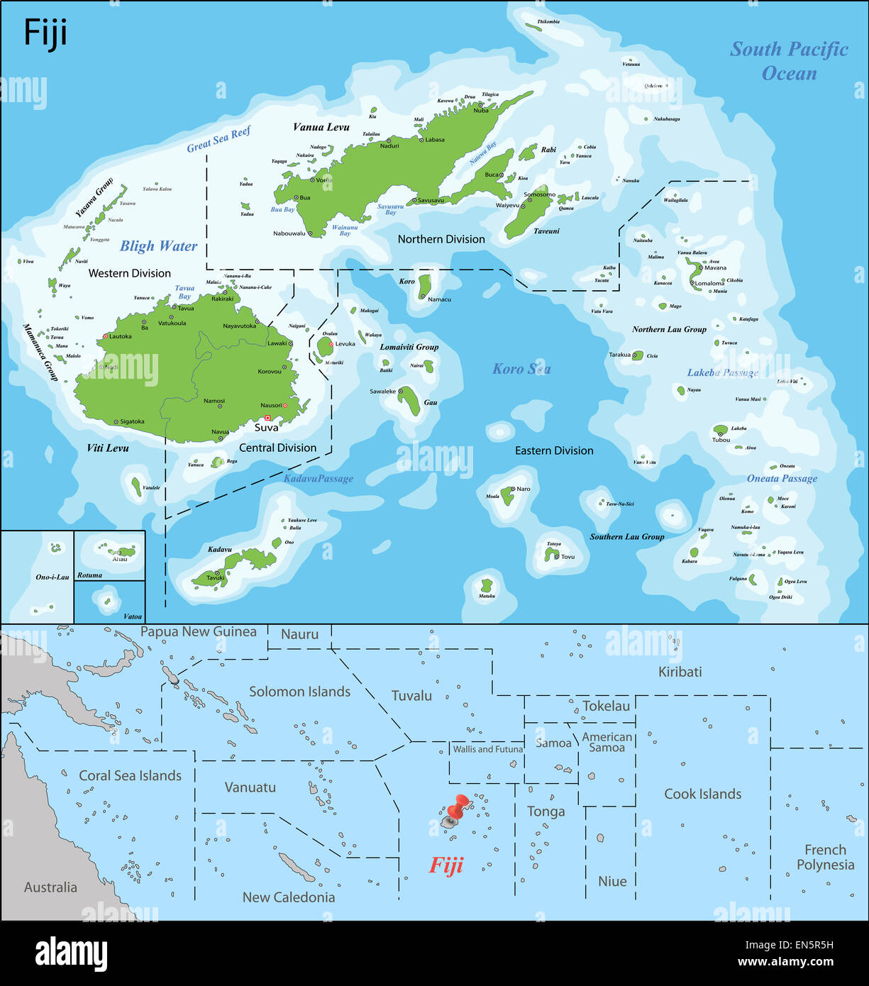 Fiji map -Fotos und -Bildmaterial in hoher Auflösung – Alamy