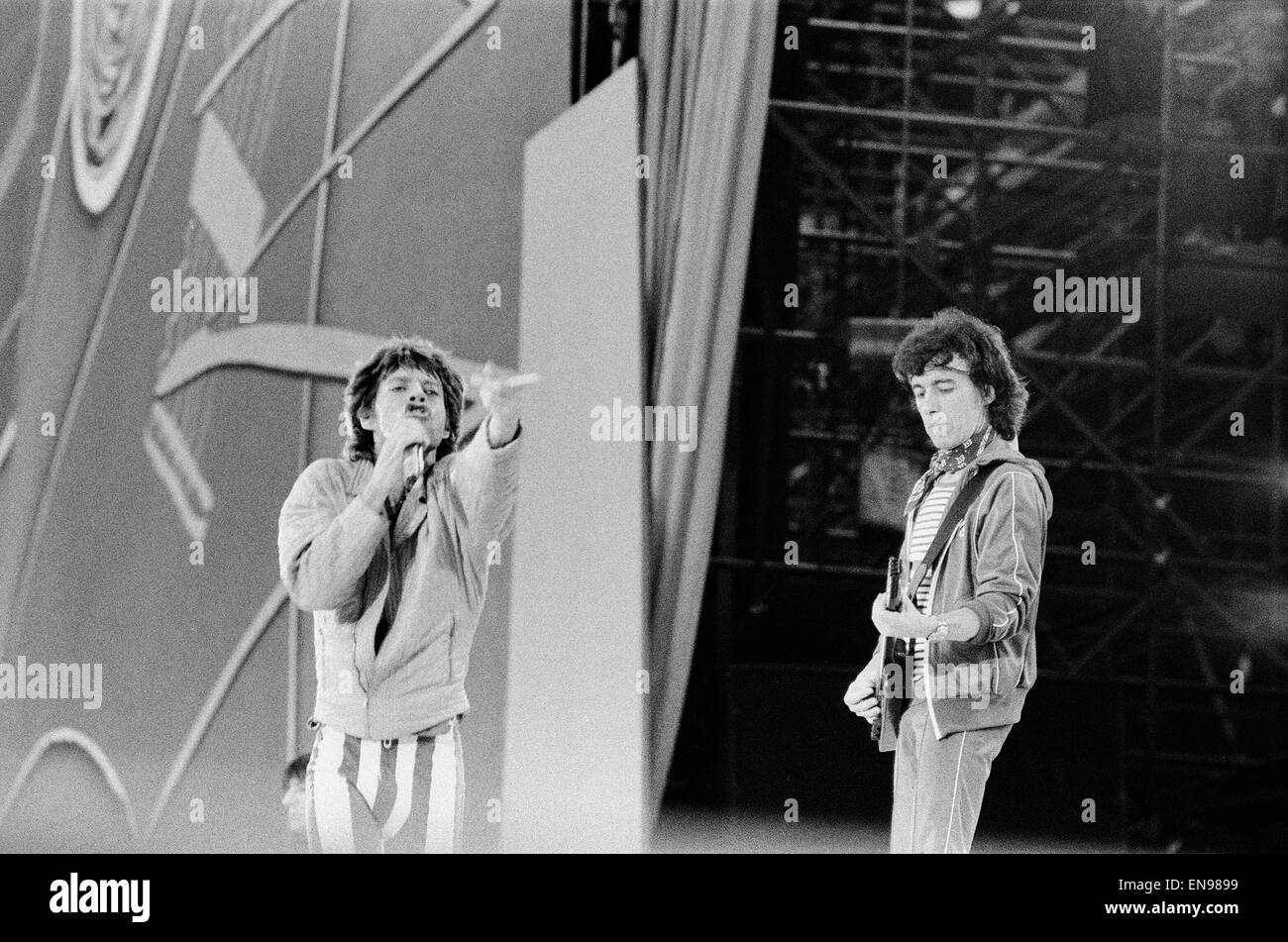 Die Rolling Stones European Tour 1982. Wembley-Stadion. Mick Jagger und ...