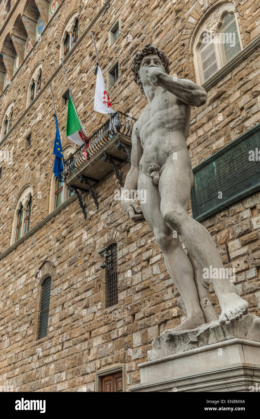 Stein der David Statue vor der Galleria dell'Accademia, Firenze ...